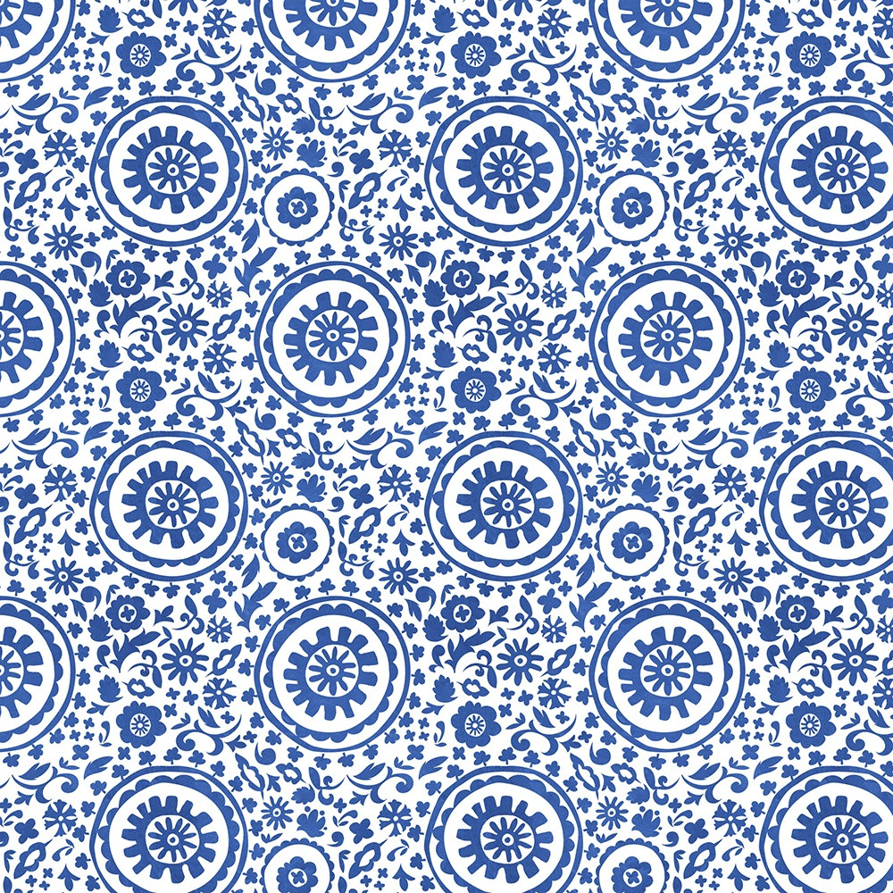 Lumin Fabrics White Owl Indigo Lane Jenny Faw Medallions White ...