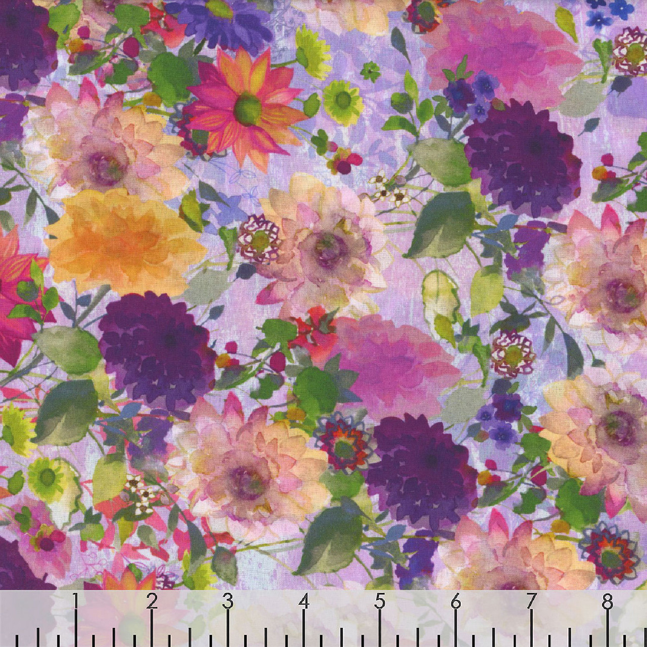 Clothworks Fabrics Garden Fresh by Sue Zipkin Purple Dahlias | Quilt Fabric