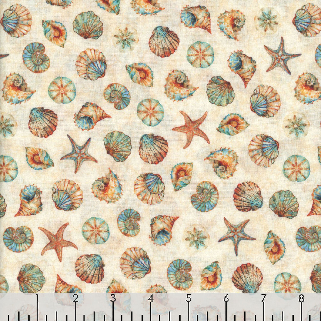 Quilting Treasures Fabrics Atlantis Dan Morris Cream Tossed Sea Shells ...