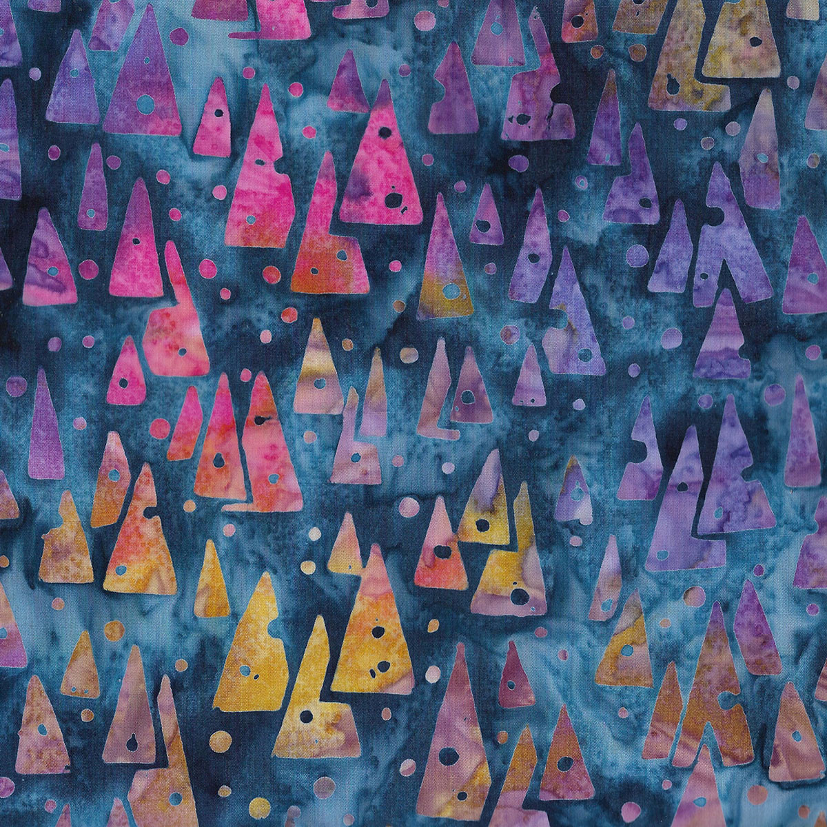 Island Batik Fabrics Geometrica Triangles and Dots Blue Marine ...