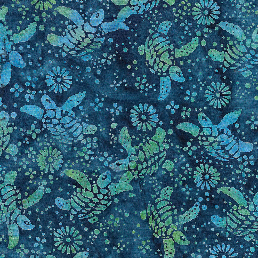 Island Batik Fabrics Turtle Cove Turtle Blue Marine - Hancock's of Paducah