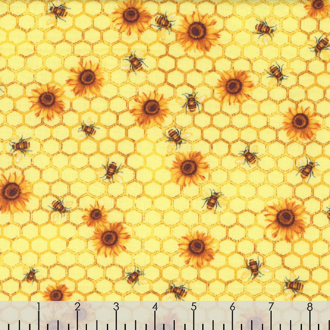 Timeless Treasures Fabrics Bee Grateful Yellow Sunflowers Bees Comb ...