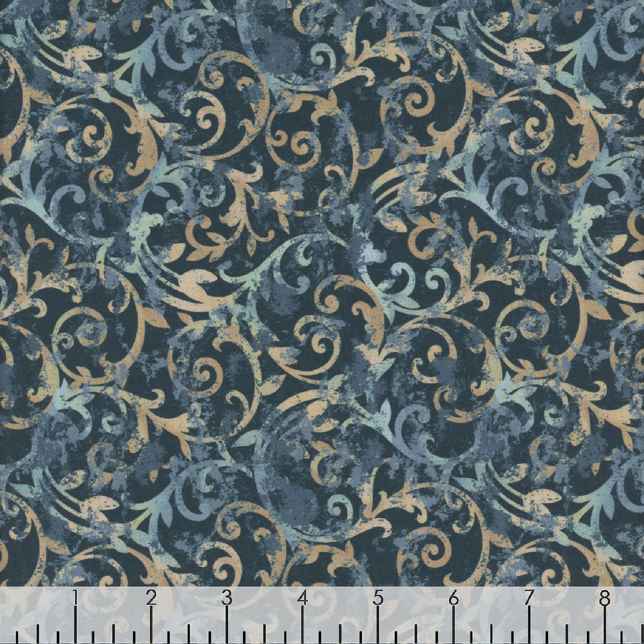 Henry Glass Fabrics Garden Symphony Jan Mott Blue Weathtered Scrolls ...