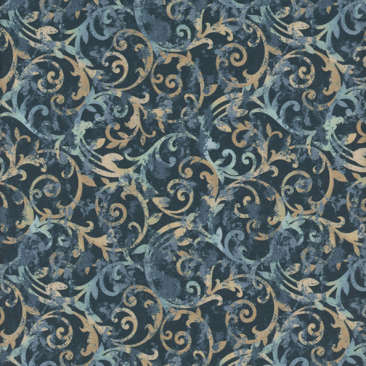 Henry Glass Fabrics Garden Symphony Jan Mott Blue Weathtered Scrolls ...