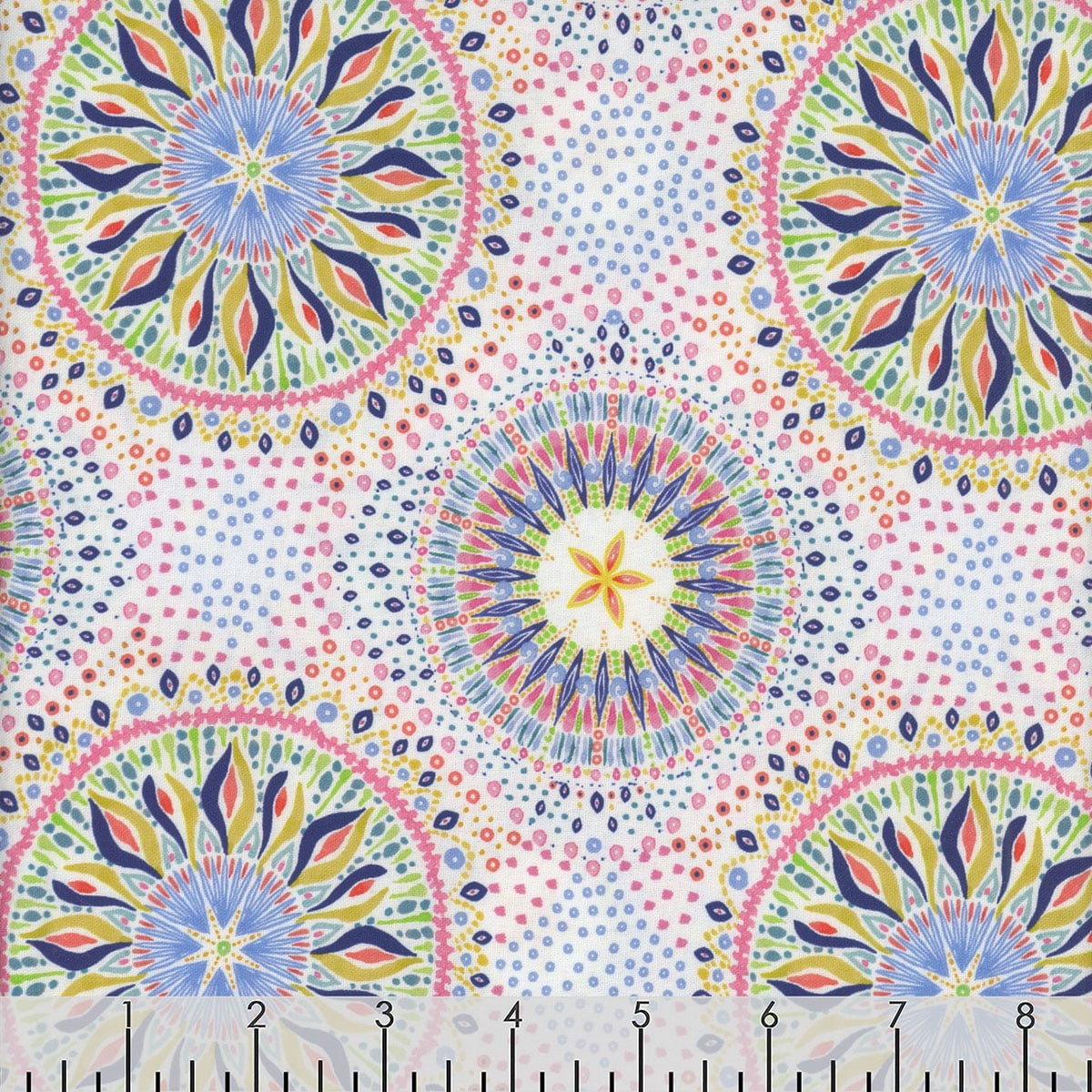 Blank Quilting Fabrics Along The Coast White Mandala Allover | Quilt Fabric