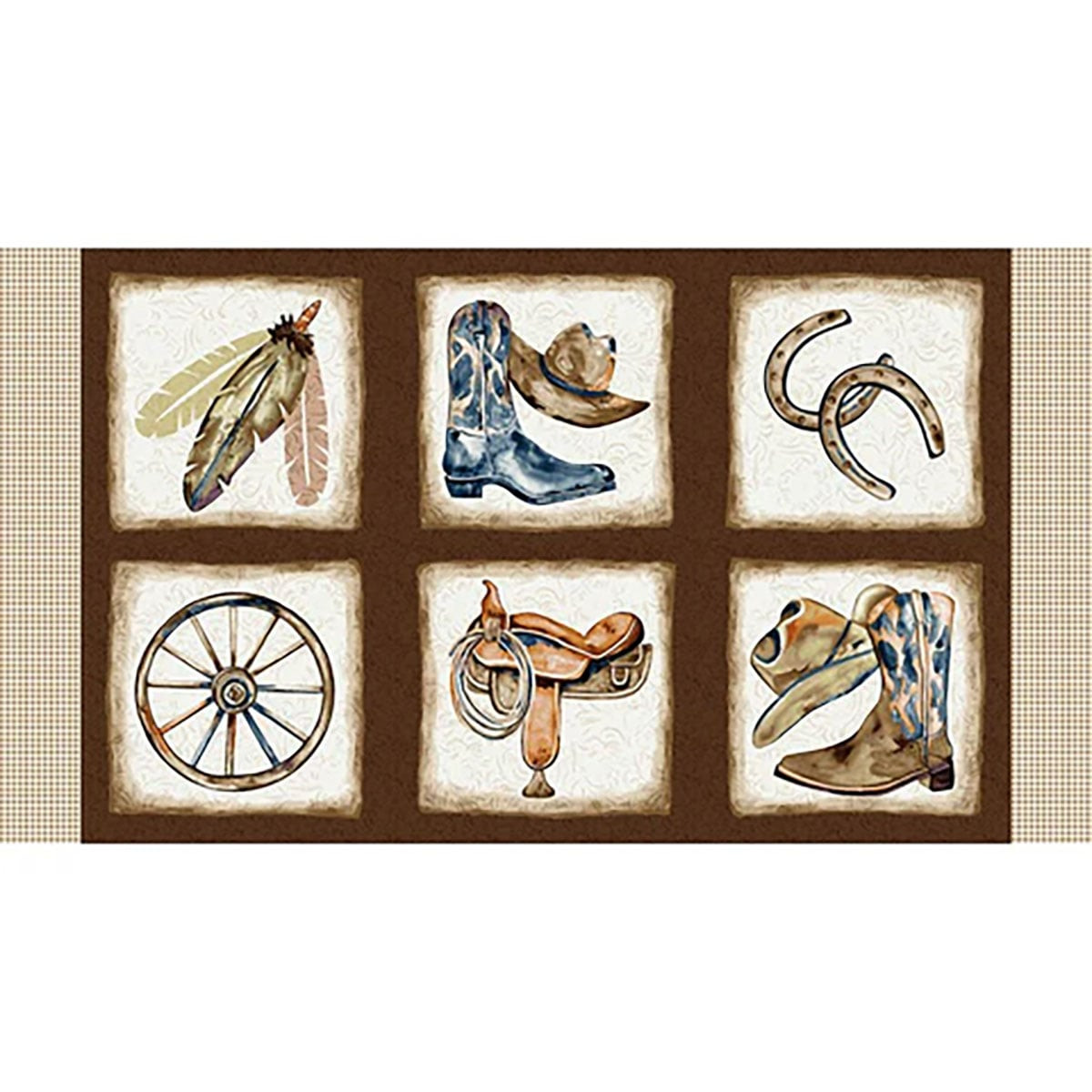 Henry Glass Fabrics Western View Denise Sullivan Multi Western Cowboy ...