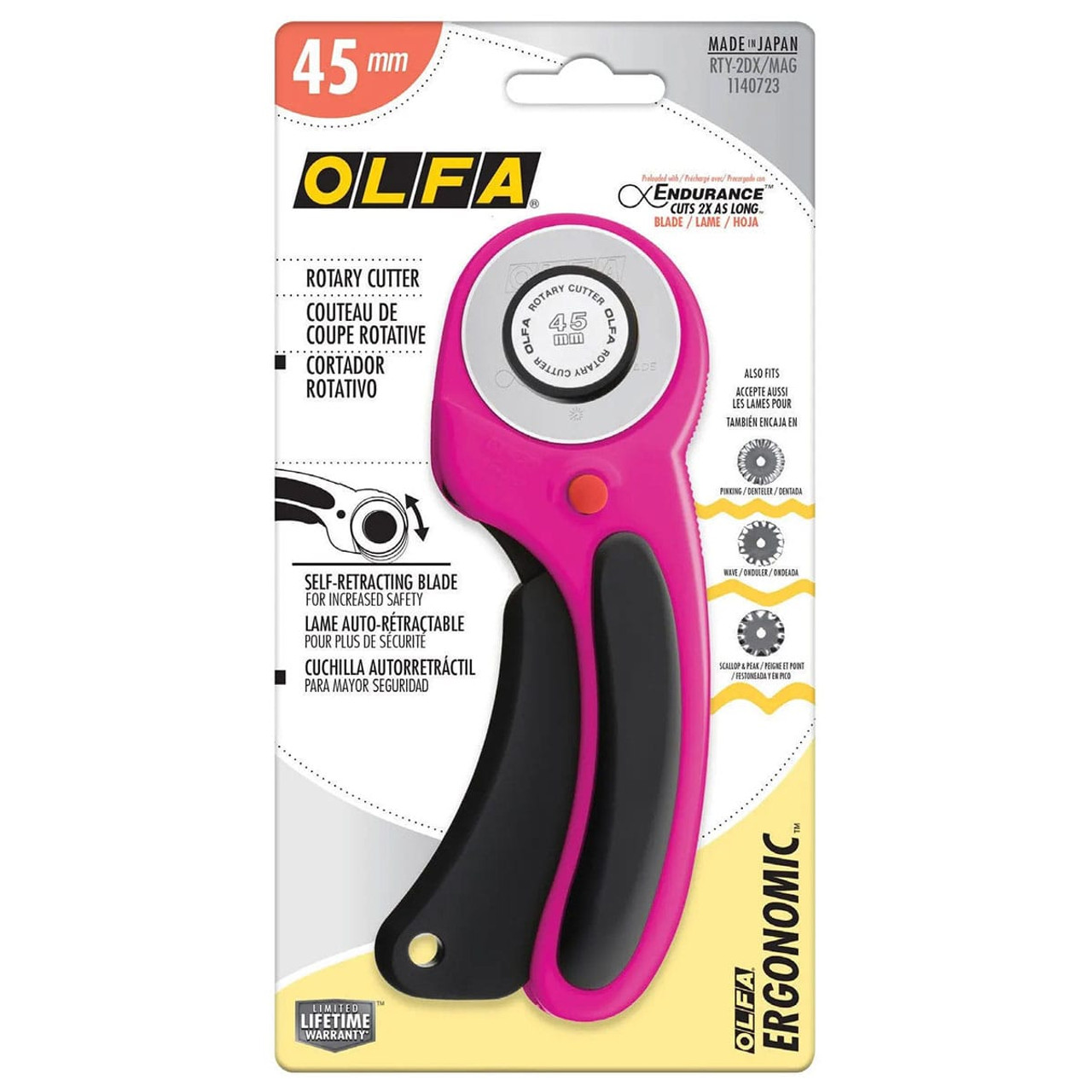 Olfa 45 mm Ergonomic Rotary Cutter Magenta - Hancock's of Paducah