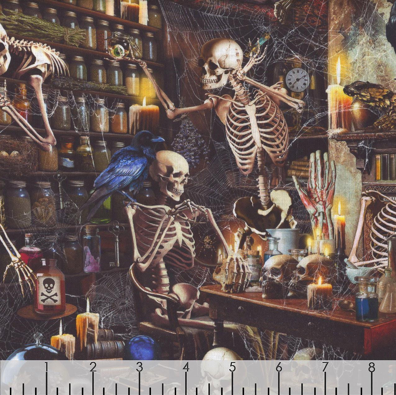 Timeless Treasures Fabrics Pick Your Poison Spooky Apothecary Skeleton ...