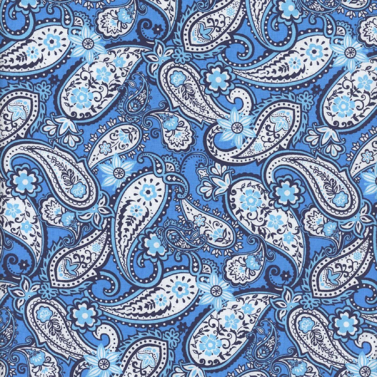 Henry Glass Fabrics Blueprints Cerulean Blue Paisley - Hancock's of Paducah
