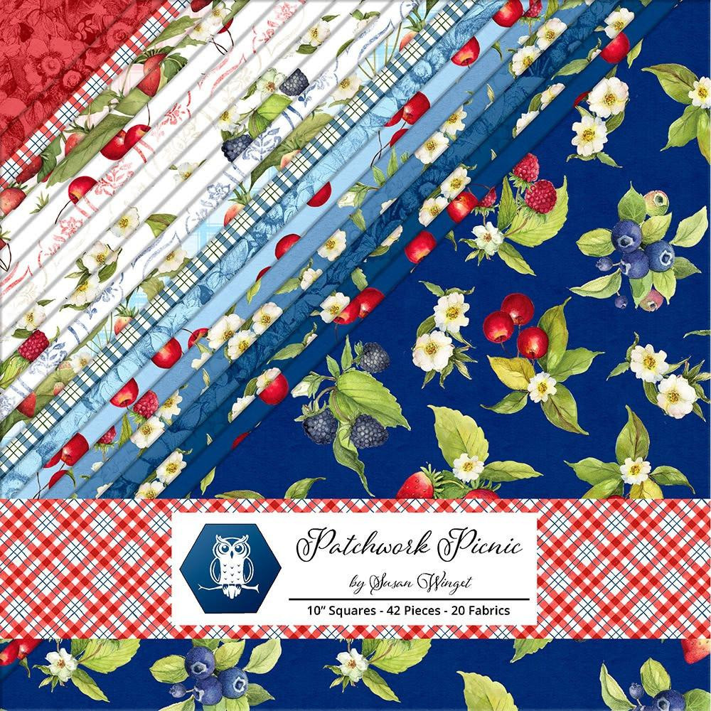 Lumin Fabrics White Owl Patchwork Picnic Susan Winget Layer Cake 10 ...