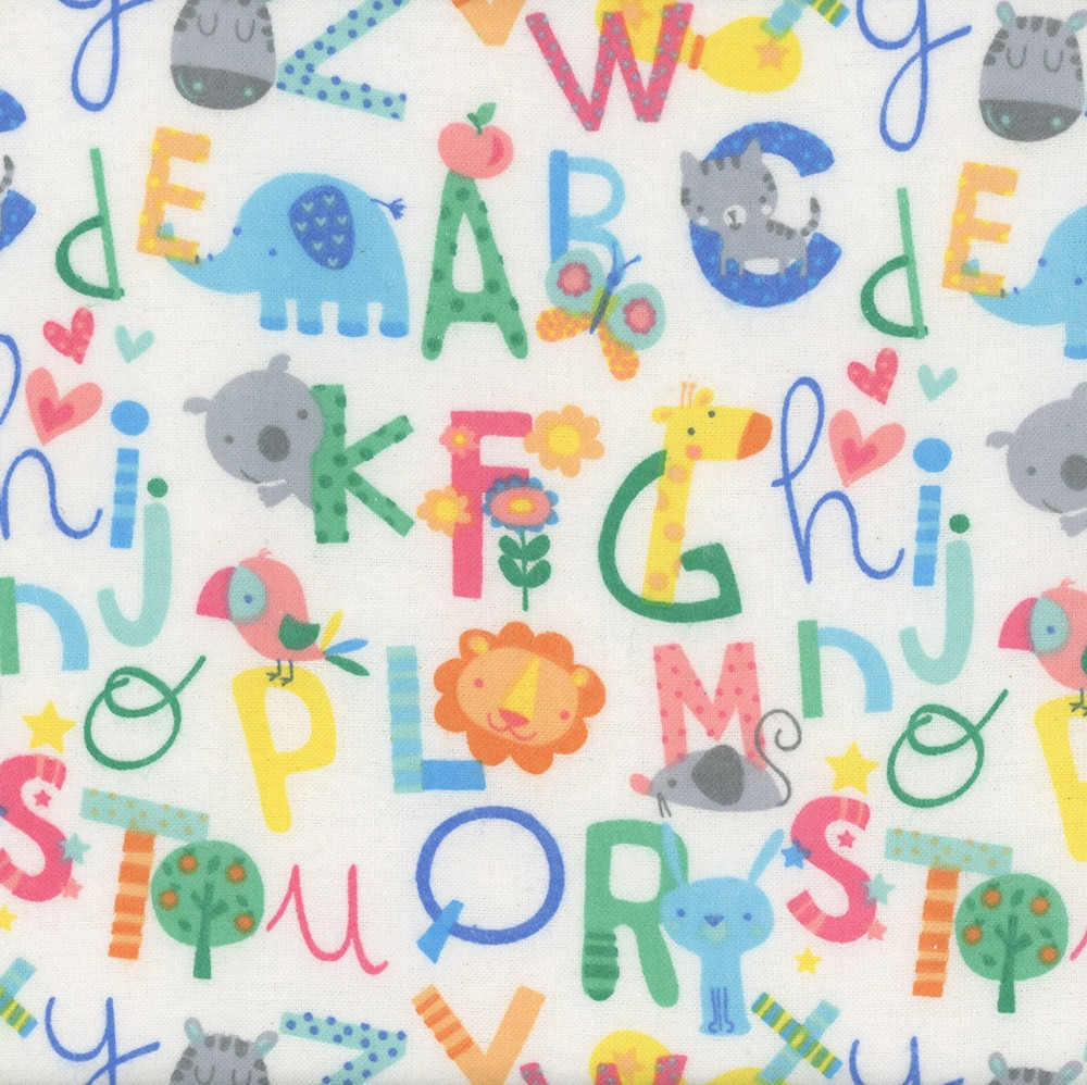 AE Nathan Fabrics Comfy Flannel Prints Pink Green Blue Alphabet Numbers ...