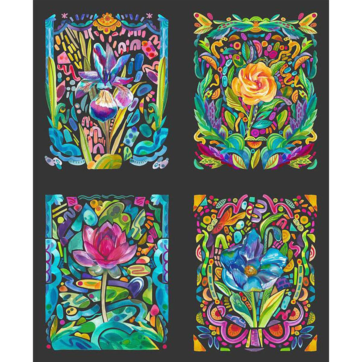 Moda Fabrics Radiant Amarilys Henderson Wild Bold Flowers Panel 36 x 44 ...