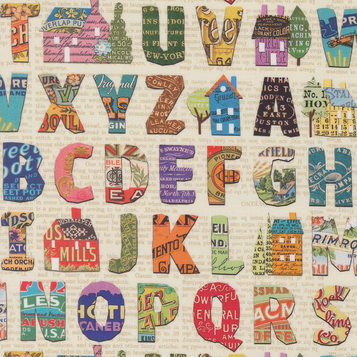 Moda Fabrics Paper Hamlet Cathe Holden Decoupage Alphabet and Houses ...