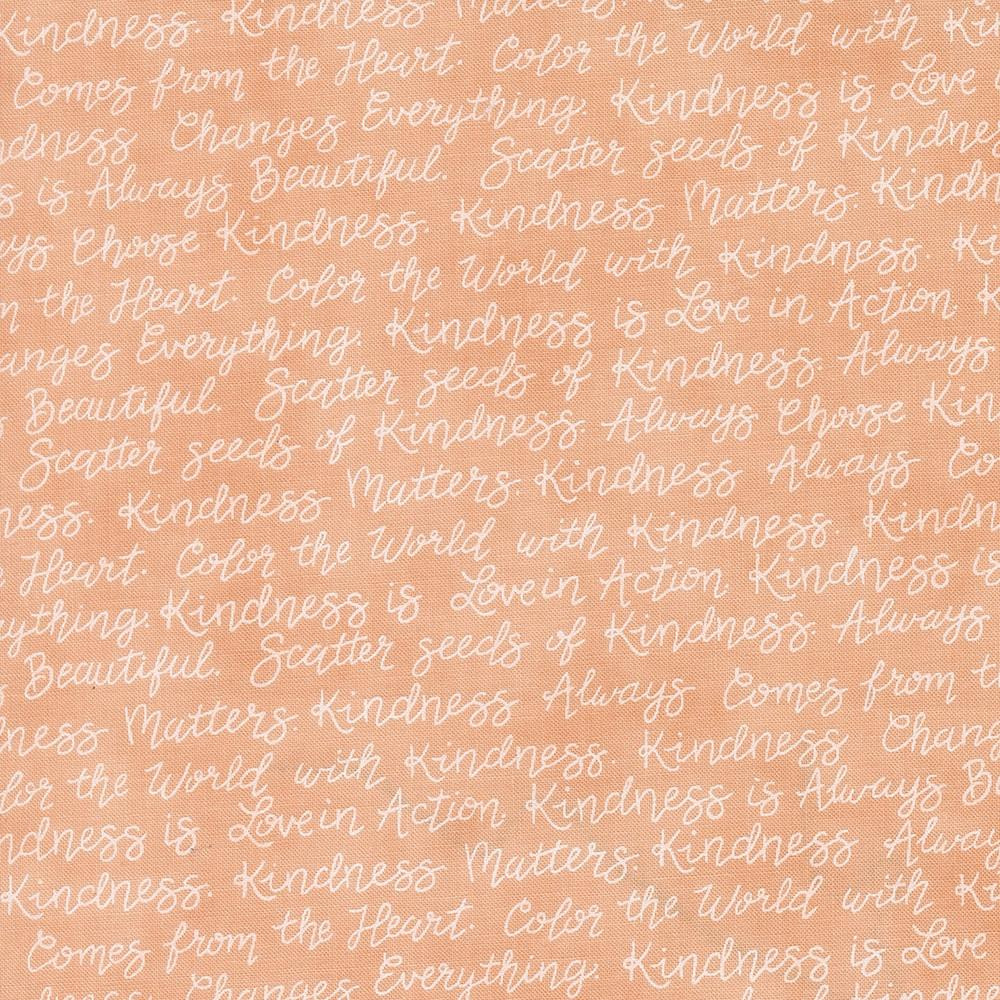 Moda Fabrics Kindness Deb Strain Kind Words Text and Words Coral Pink ...