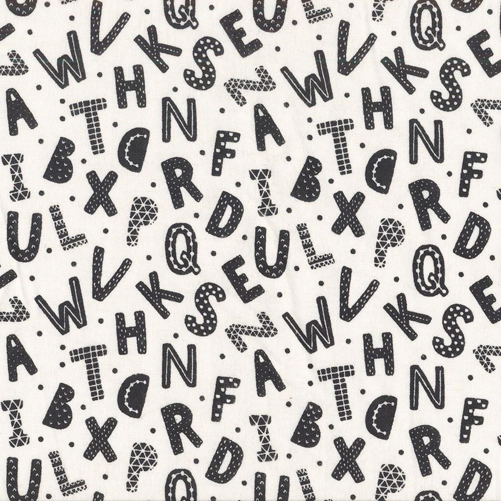 Fabric Editions Comfy Flannel Black White Patchwork Letters Alphabet ...