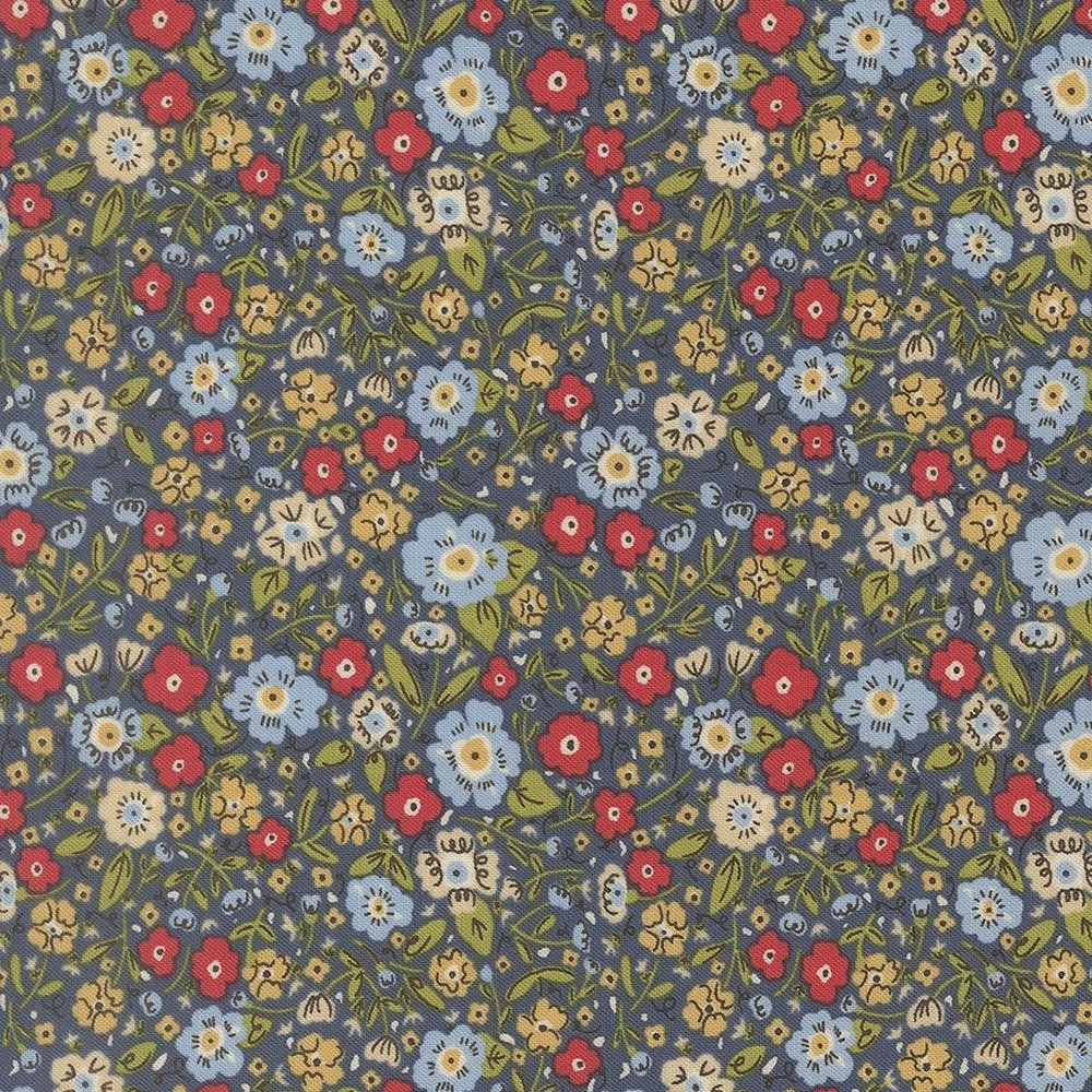 Moda Fabrics The Henhouse Gingiber Denim Blue Calico Floral - Hancock's ...