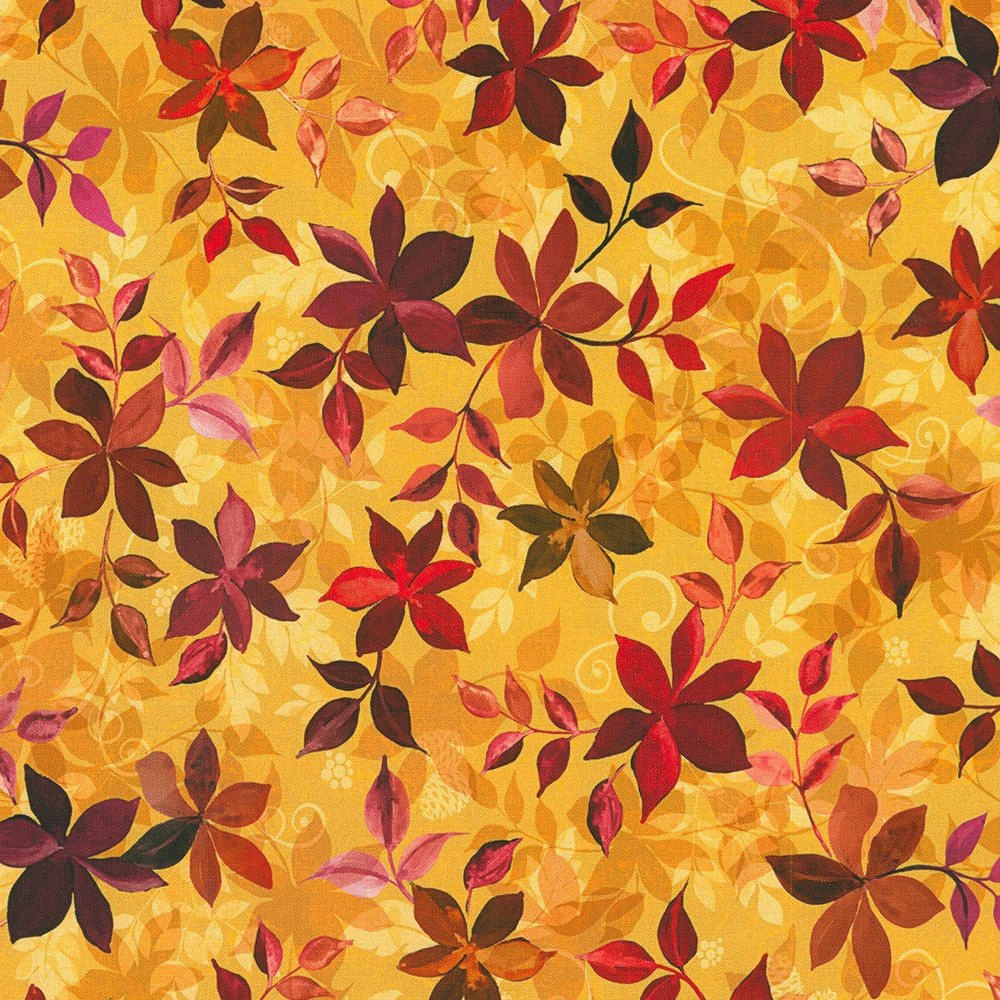 Robert Kaufman Fabrics Dreaming Of Fall Leaves Marigold | Quilt Fabric