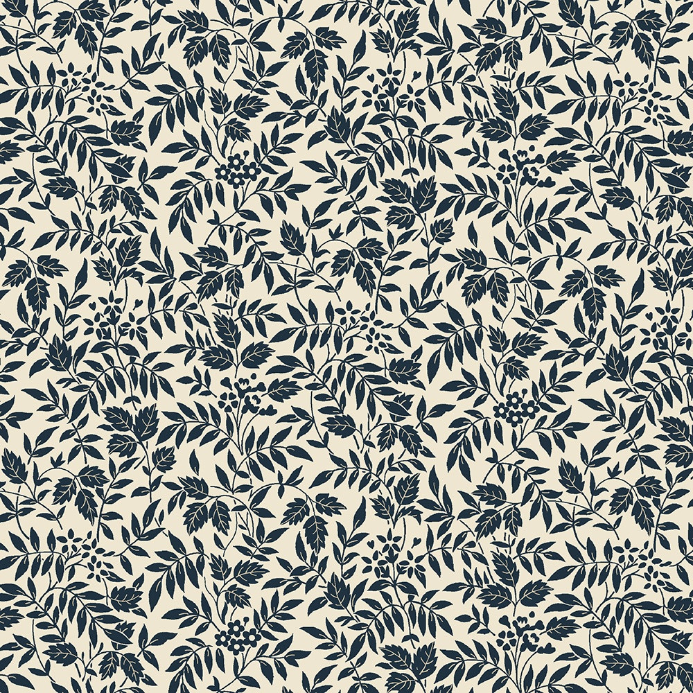 Marcus Fabrics Nouveau Smithsonian Institution Leaf Sprigs Indigo ...