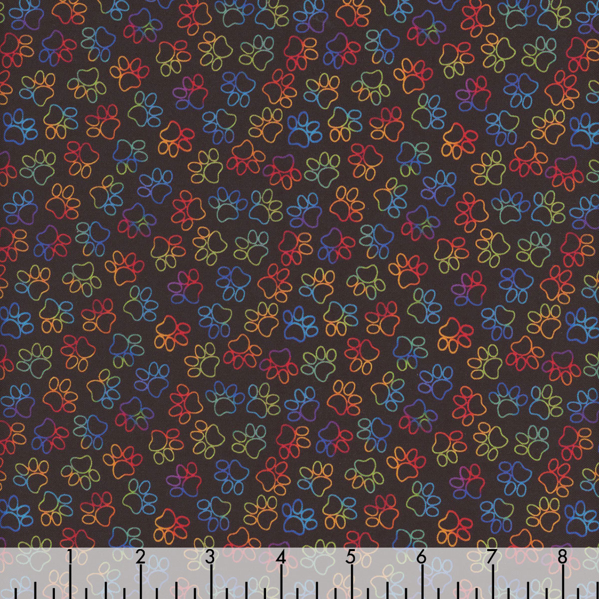 Timeless Treasures Fabrics Live Love Meow Rainbow Rainbow Cat Paw ...