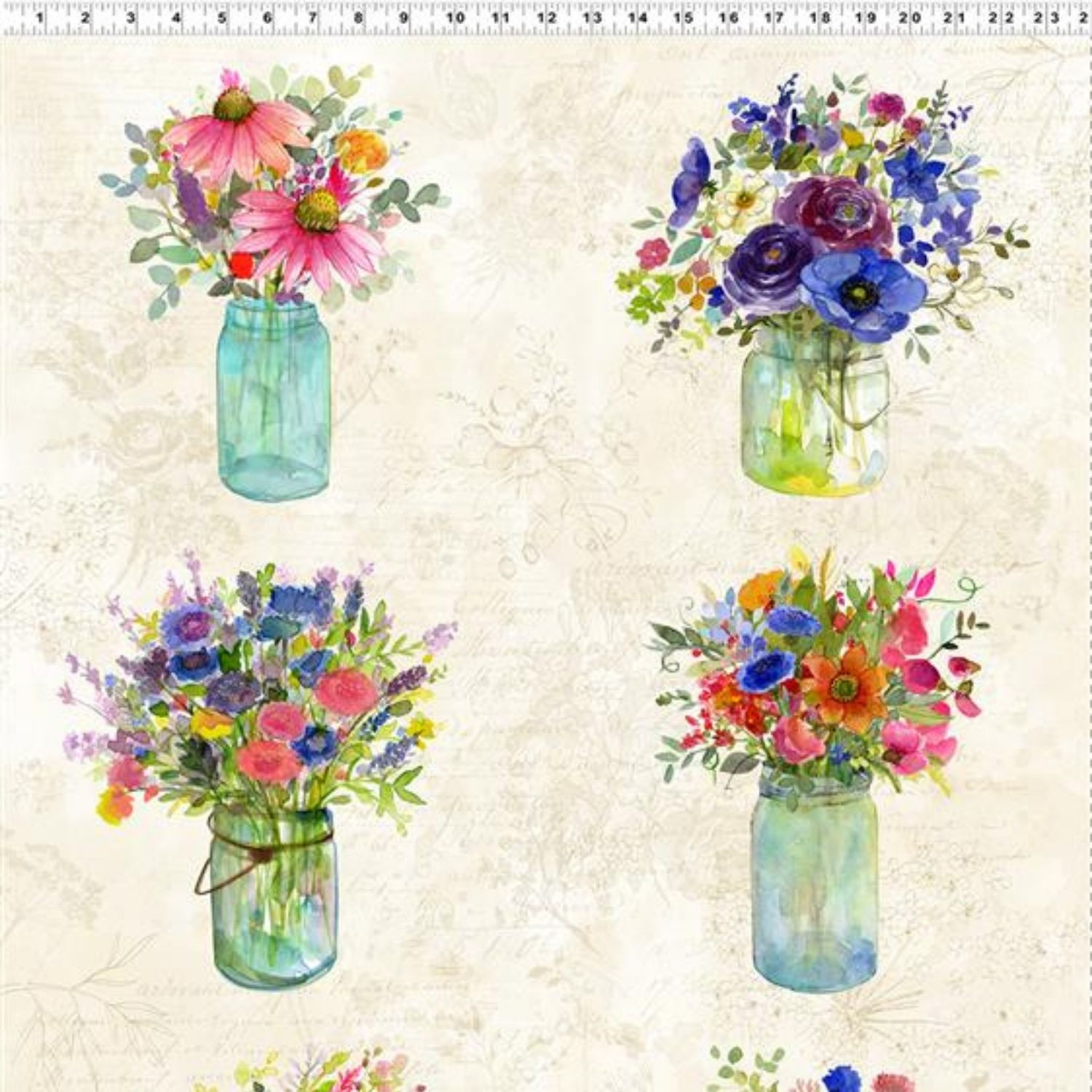 Clothworks Fabrics Garden Fresh by Sue Zipkin Multi Flowers in a Vase ...