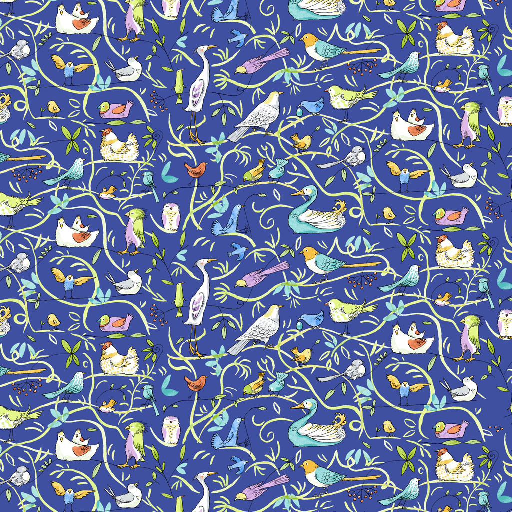Clothworks Fabrics What Friends Are For by Anita Jeram Royal Blue Birds ...
