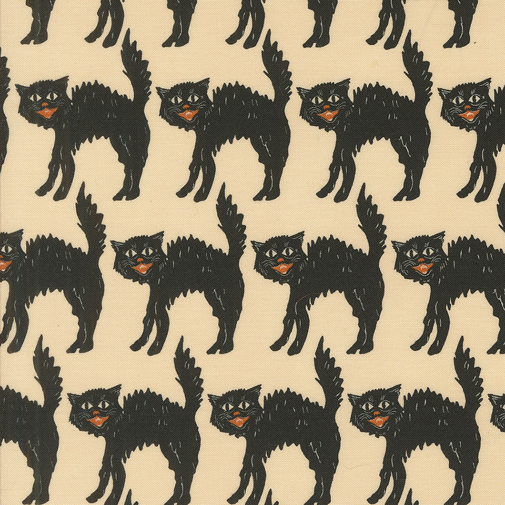 Moda Fabrics Home Sweet Haunt Stacy Iest Hsu Little Black Cat Rust Orange - Hancock's of Paducah