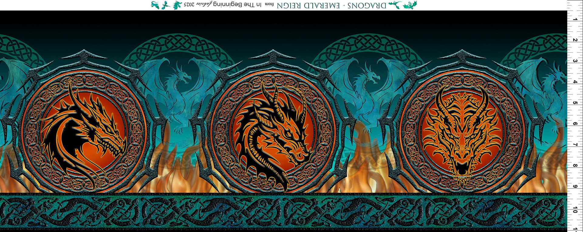 In The Beginning Fabrics Dragons - Emerald Reign Large Dragon Panel ...
