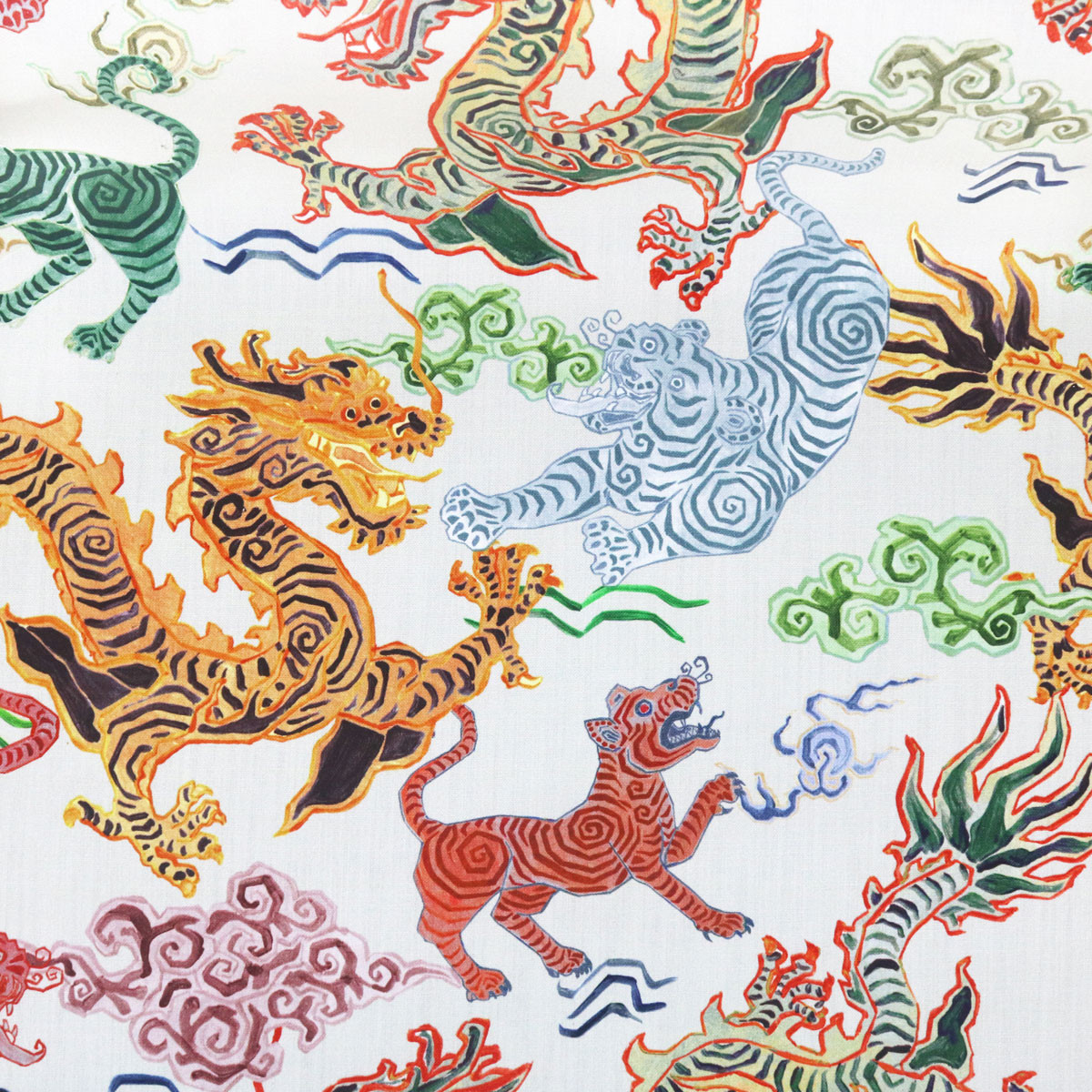 Hamilton Fabrics Tibetan Tiger Decorative Tigers on Velvet | Drapery