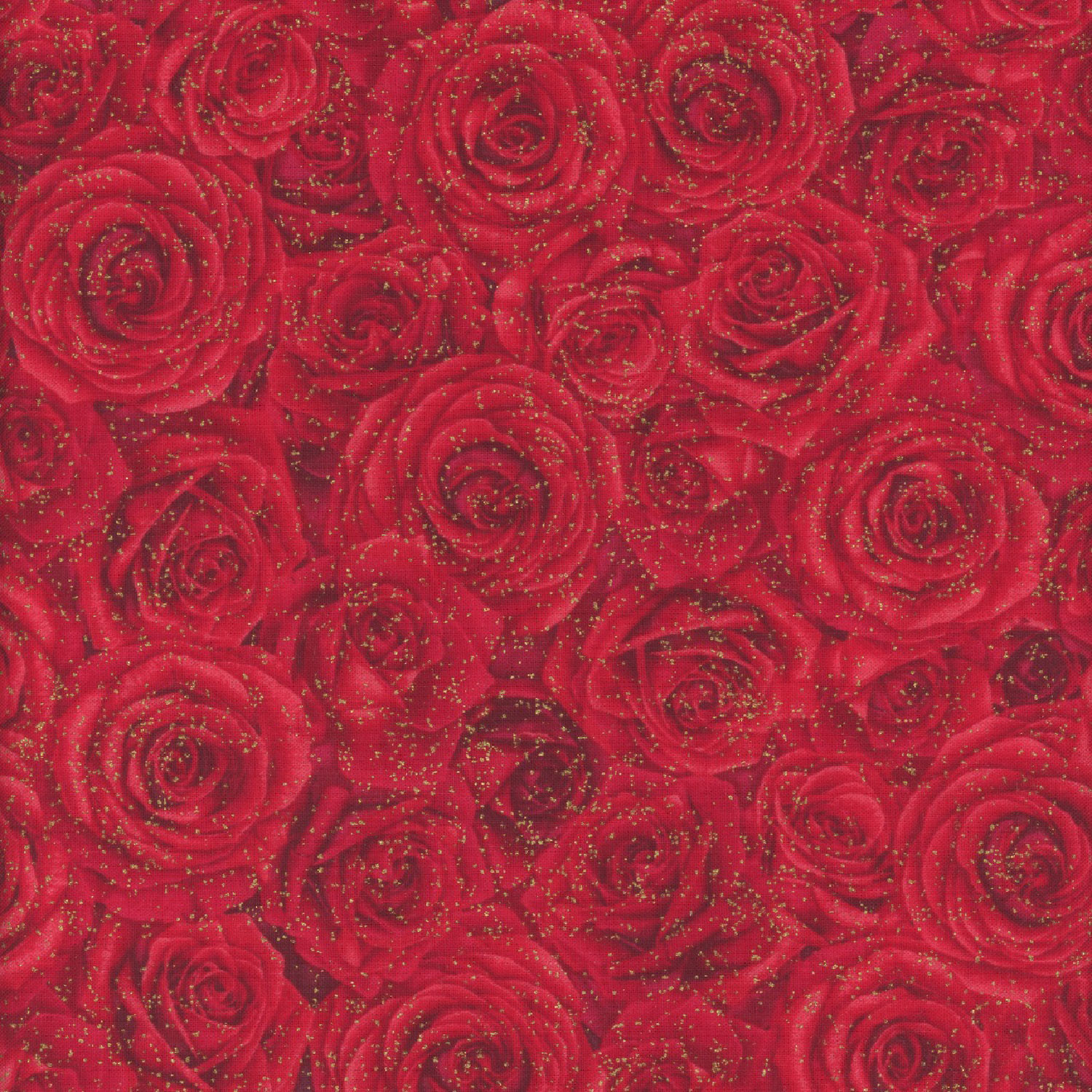 Timeless Treasures Fabrics Winter Rose Packed Red Metallic Roses Red ...