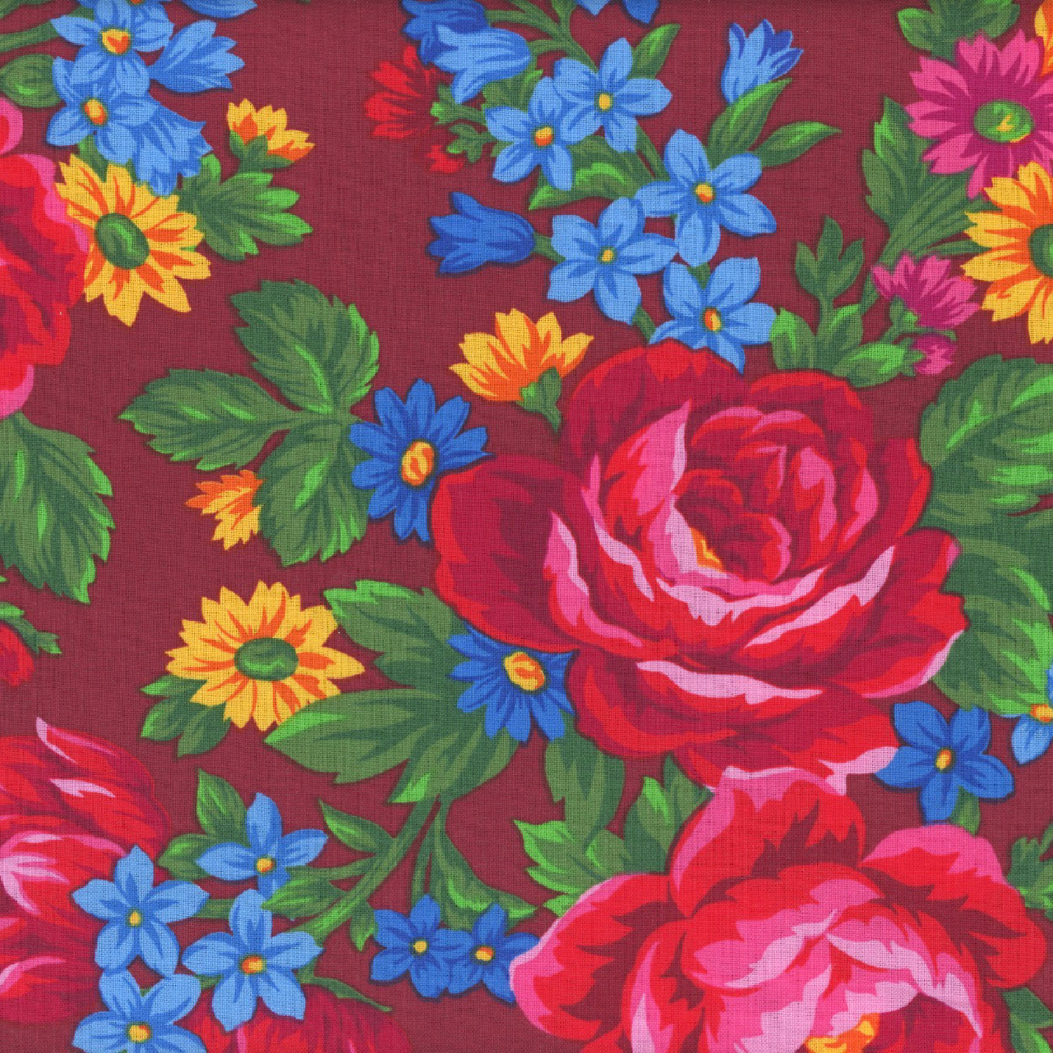 Elizabeth's Studios Fabrics Ukrainian Kokum Scarf Emerald Green Floral ...