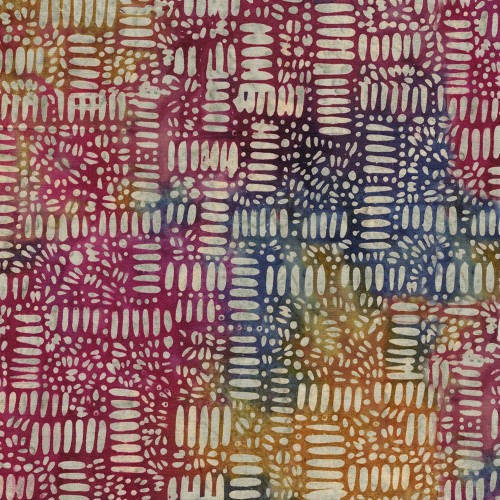Lumin Fabrics Isand Batik Salsa Batiks Circle Squares Multi Red Blue ...