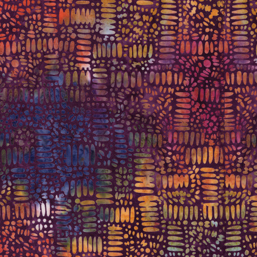 Lumin Fabrics Isand Batik Salsa Batiks Circle Squares Purple Grape ...