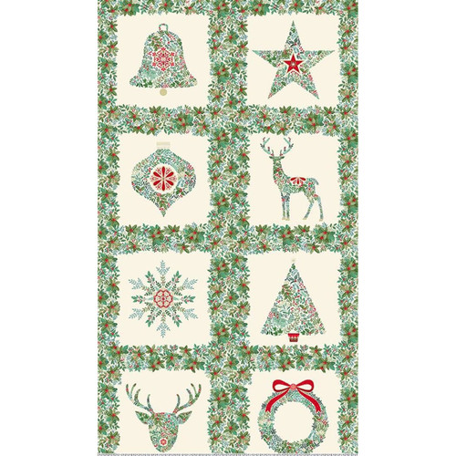 Andover Fabrics Good Tidings by Makower UK Cream Christmas Motif Panel ...