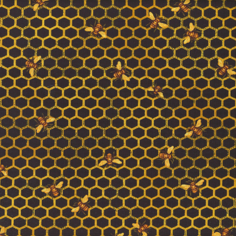 Timeless Treasures Fabrics Bee Grateful Black Sunflowers Bees Comb ...