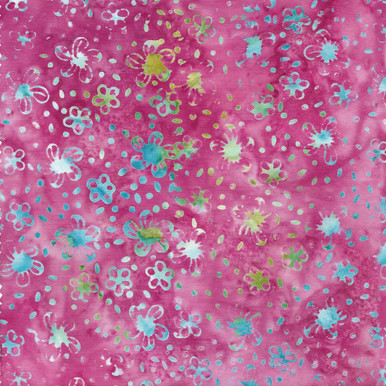 Island Batik Fabrics Sea Cookies Sea Flowers Pink Raspberry | Quilt Fabric