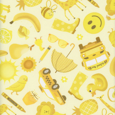 Timeless Treasures Color Theory Yellow I Spy Objects Yellow | Quilt Fabric