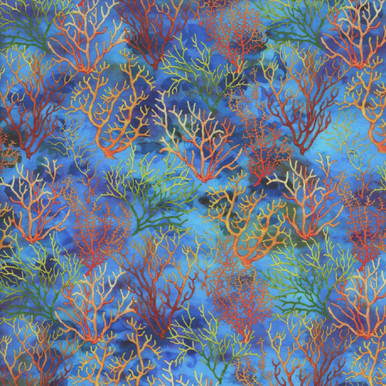 In The Beginning Fabrics Calypso 3 Jason Yenter Blue Coral Reef | Quilt ...