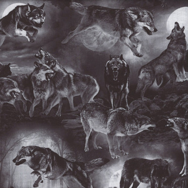 Timeless Treasures Fabrics Wicked Demon Wolves Grey | Quilt Fabric