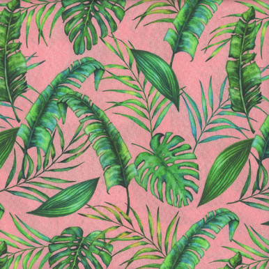 Windham Fabrics Tropical Paradise Pale Pink Tropical Leaves | Quilt Fabric