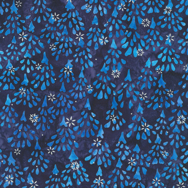Robert Kaufman Fabrics Snowscape Metallic Artisan Batiks Trees Navy ...