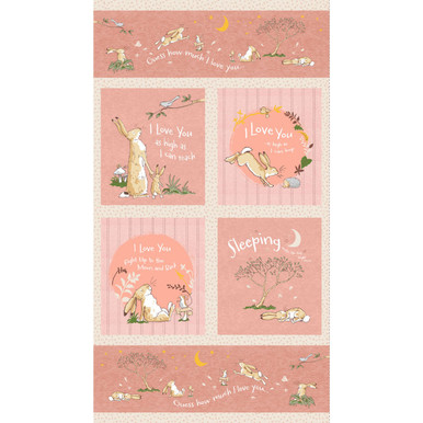 Clothworks Fabrics Guess How Much I Love You 2024 Bunny Love Panel Pink ...