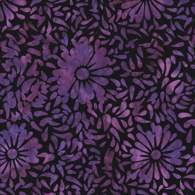 Windham Fabrics Anthology Batiks JDJ Purplelicious Black Daisy Petals ...