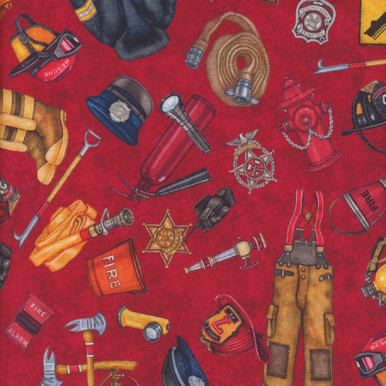 Quilting Treasures Fabrics American Heroes Firefighters Dan Morris Red ...