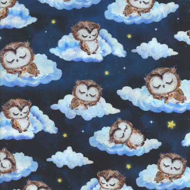 Timeless Treasures Fabrics Owl Always Love You Navy Owls On Clouds ...