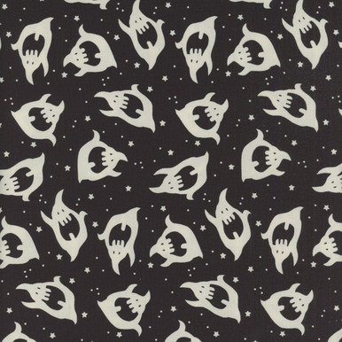 Henry Glass Fabrics Halloween Afterlife Party Glow in the Dark Black ...