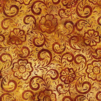 Timeless Treasures Fabrics Apple Basket Tonga Batiks Fiesta Flower Rust ...