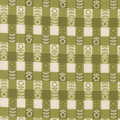 Moda Fabrics The Henhouse Gingiber Grass Green Flower Plaid Gingham ...