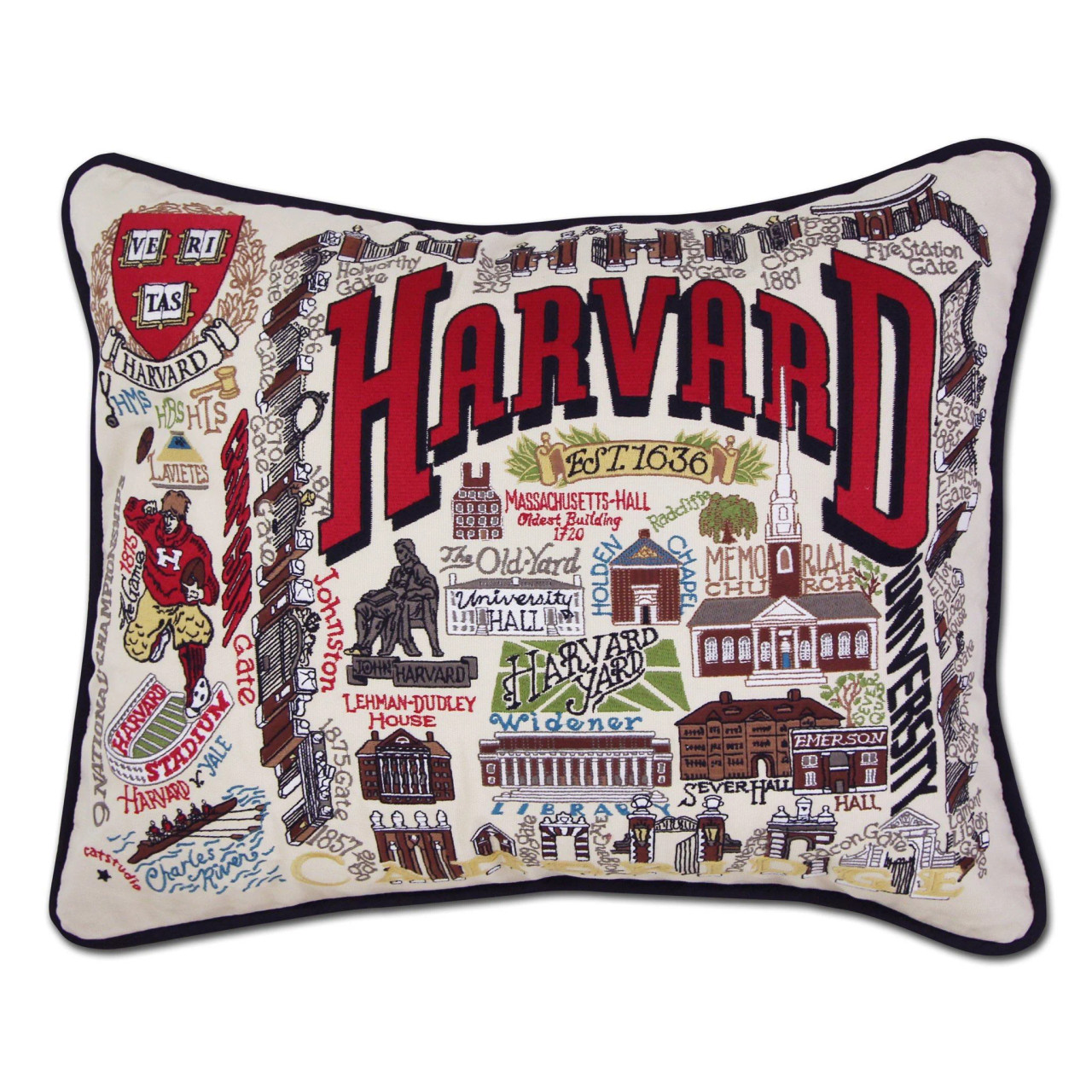 Harvard University Embroidered Pillow | Catstudio