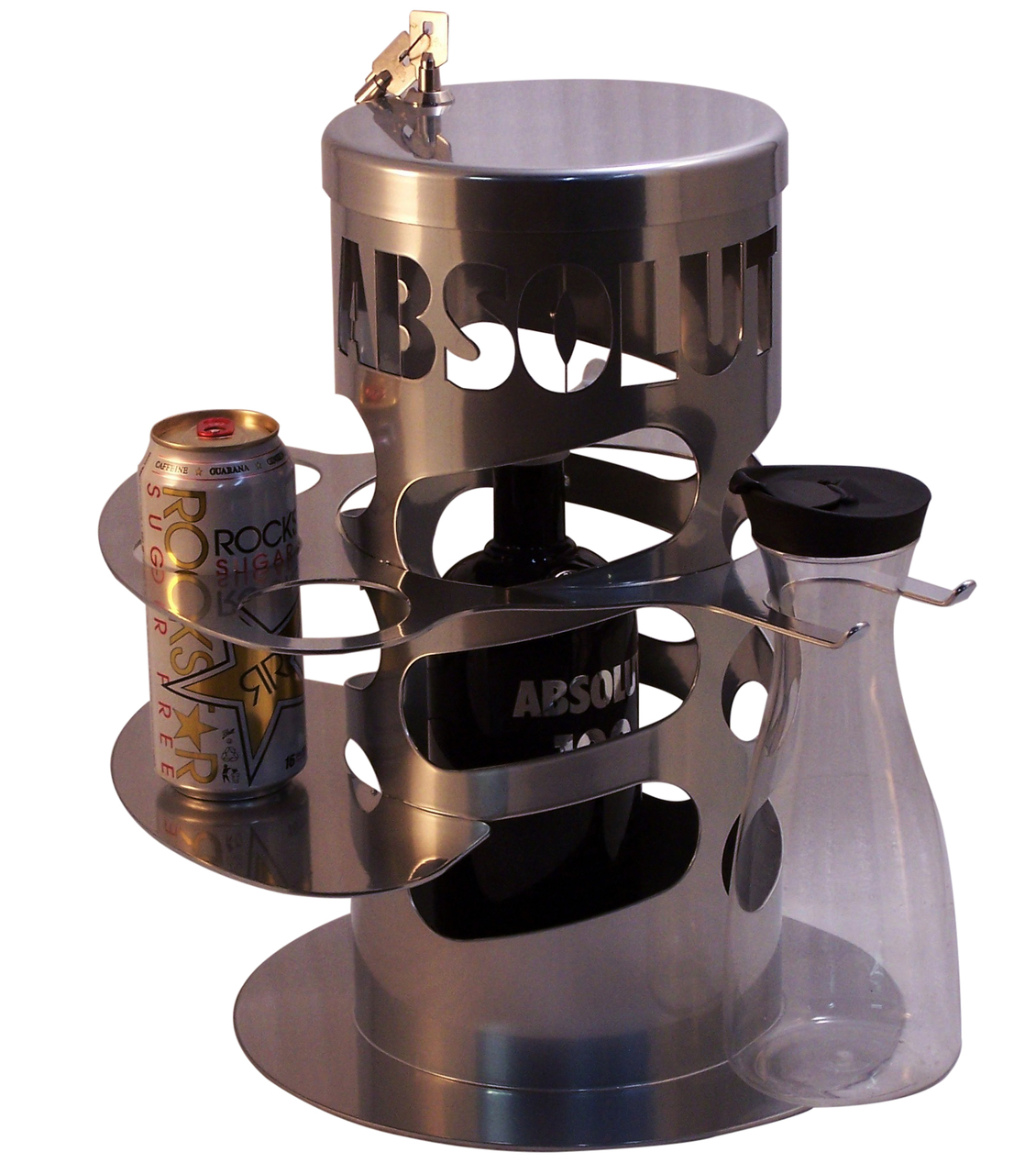 Bottle Serving Tray Locking Cage Compact