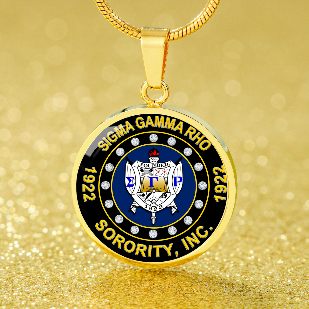 Sigma Gamma Rho Necklace Circle Greek Diamond